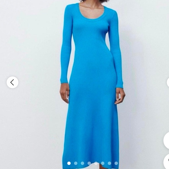 Zara | Dresses | Zara Blue Knit Dress Long Sleeve Size S | Poshmark
